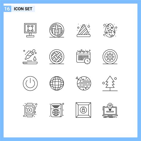 Group Of 16 Outlines Signs And Symbols For Star Egg Food Calendar