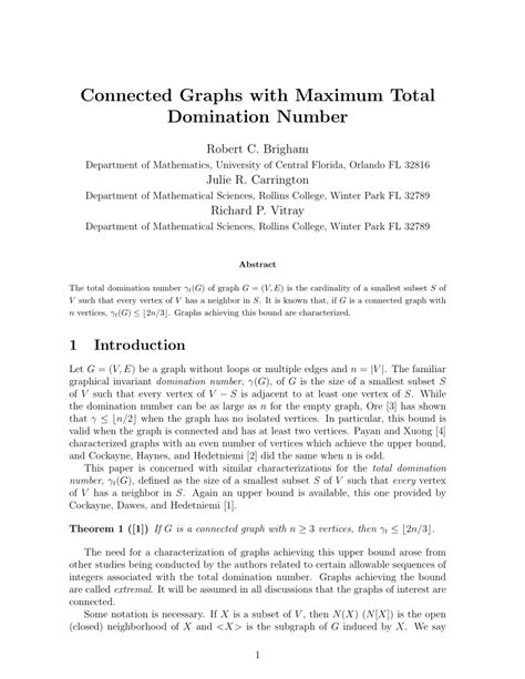 Pdf Connected Graphs With Maximum Total Domination Number