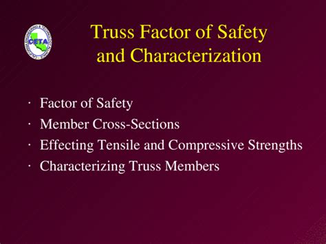 Ppt Truss Factor Of Safety And Characterization Factor Of Safety Member Cross Sections