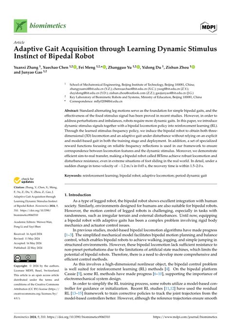 Pdf Adaptive Gait Acquisition Through Learning Dynamic Stimulus Instinct Of Bipedal Robot
