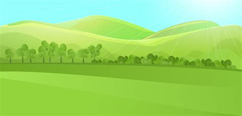 녹색 언덕 산 잔디 및 나무 정원이 나 숲 맑은 풍경입니다 컬러 만화 벡터 일러스트 레이 션 나무에 대한 스톡 벡터 아트 및 기타 이미지 Istock