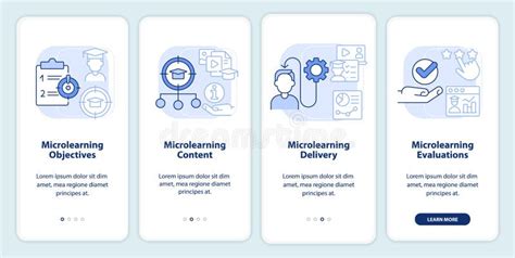 Microlearning Components Light Blue Onboarding Mobile App Screen Stock