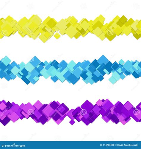 Repeatable Random Square Pattern Paragraph Dividing Line Design Set Vector Graphic Design