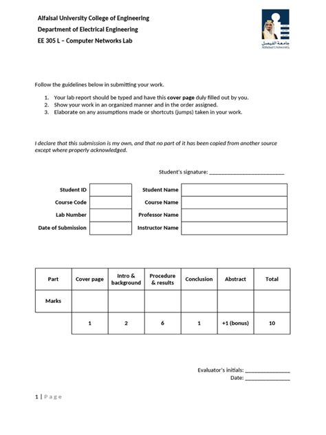 Lab Report Cover And Reminders Pdf