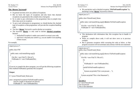 Bsc Iiivi Sem Advance Java Unit1 Exception Handling