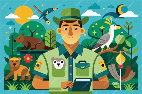 Flatstyle Vector Art Of Conservation Biologist With Wildlife