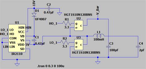 Power Half Bridge Inverter With Ir2110 High Side Control Signal Diverges Electrical
