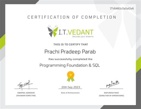 Finished Sql Certification With Advanced Skills Prachi Pradeep Parab