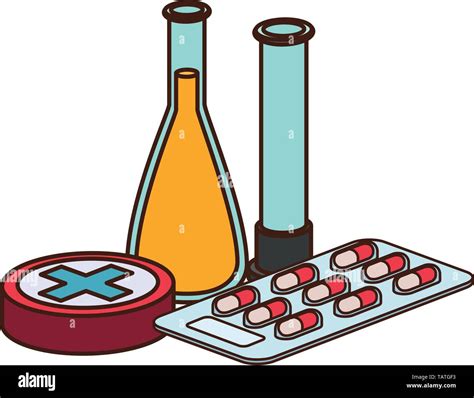 Laboratory Instruments With Medicines In White Background Stock Vector Image And Art Alamy