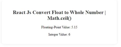 React Js Convert Decimal Float Number To Whole Integer