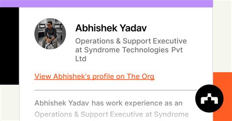 abhishek yadav operations and support executive at syndrome technologies pvt ltd the org