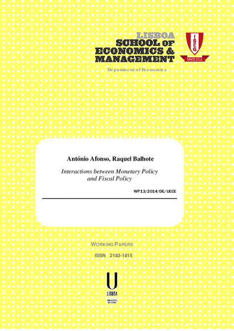 Pdf Interactions Between Monetary Policy And Fiscal Policy