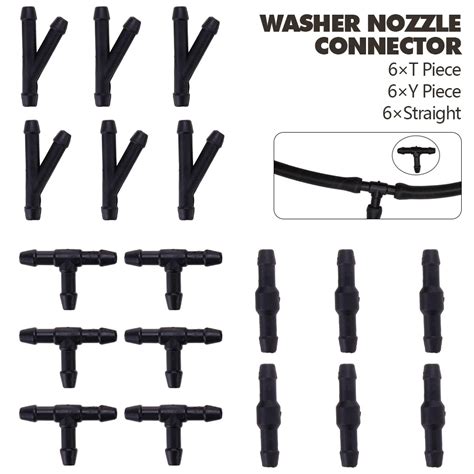 18pcs 유니버설 와이퍼 조인트 와셔 조이너 파이프 튜브 호스 커넥터 T Y 스트레이트 3 웨이 공기 연료 워터 와이퍼 와셔