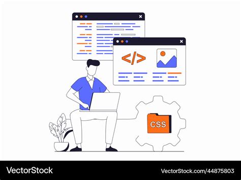 Web Development Concept With People Scene In Flat Vector Image