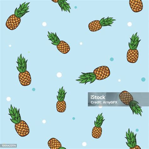 패턴은 색종이와 파란색 배경에 이국적인 파인애플의 설정 벡터 일러스트입니다 개념에 대한 스톡 벡터 아트 및 기타 이미지 개념 개념과 주제 과일 Istock