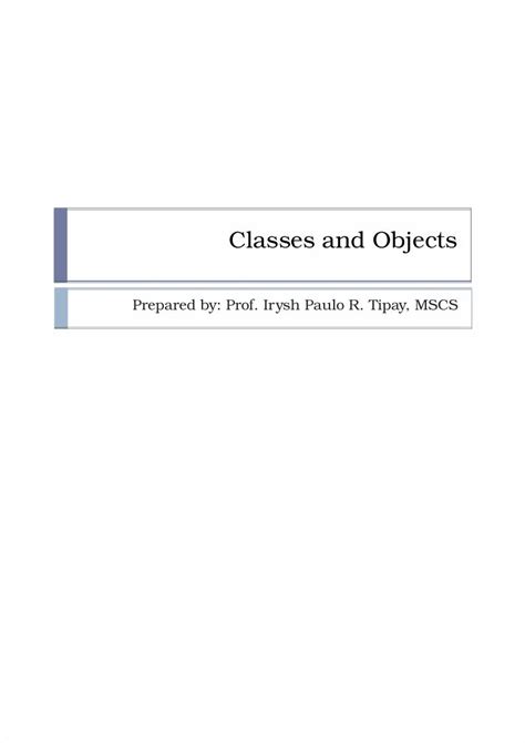 Pdf Lecture 1 Classes And Objects Dokumentips