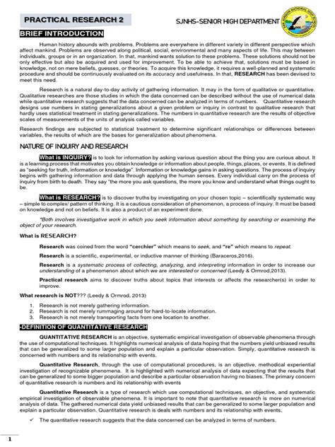 Practical Research 2 Handout Pdf Quantitative Research Dependent