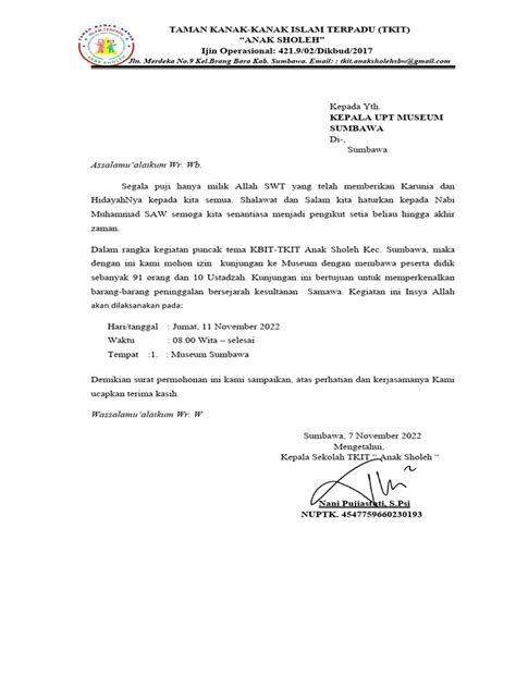 Ijin Kunjungan Musium 22 Pdf