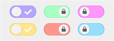 Ux Ui 전화 디자인 인터페이스를 위한 현대적인 플랫 스타일의 켜기 및 끄기 스위치 버튼 라이트 백에서 격리된 벡터 그림 3