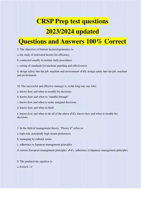 Crsp Prep Test Questions 2023 2024 Updated Questions And Answers 100