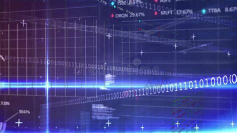 Animation Of Blue Lights Data Processing Graphs And Charts Stock