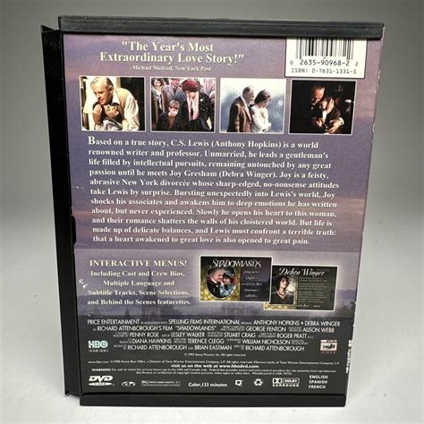 Shadowlands Dvd Richard Attenborough 1998 Ntsc Anthony Hopkins Deborah