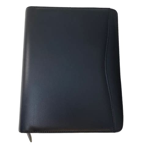 Day Timer Planner Organizer Zippered Cover Black Faux Leather 105x85 Day Timer Planner Organizer Zippered Cover Black Faux Leather 105x85