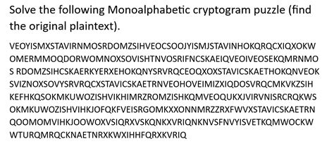 solved solve the following monoalphabetic cryptogram puzzle