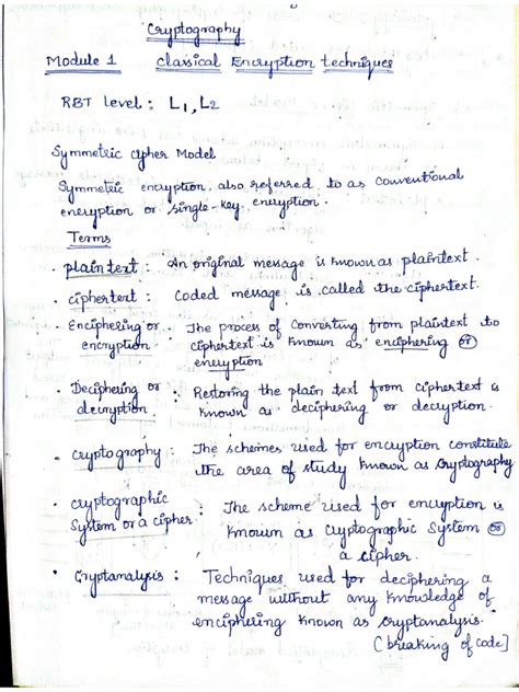 18cs744 Cryptography Module 1 Notes Pdf