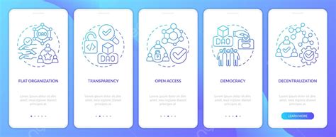 Mobile App Onboarding Screen Blue Gradient Design With Dao Characteristics Vector Carousel
