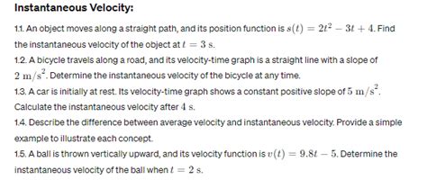 Solved Instantaneous Velocity An Object Moves Along A Chegg Com