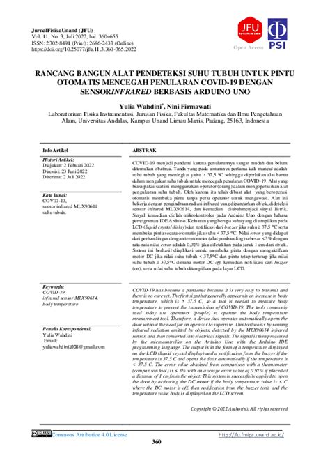 Pdf Rancang Bangun Alat Pendeteksi Suhu Tubuh Untuk Mencegah