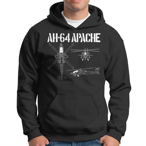 Ah64 Apache Schematic Military Attack Helicopter Apache Hoodie Monsterry