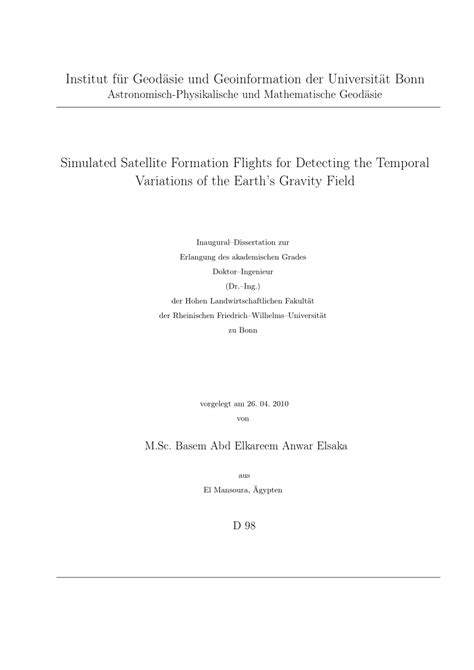 Pdf Simulated Satellite Formation Flights For Detecting The Temporal Variations Of The Earths