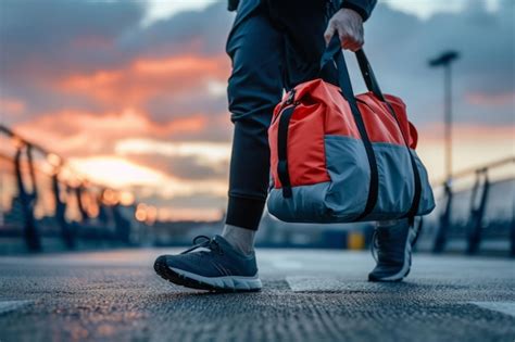 Premium Photo Male Athlete Carrying Gym Bag For Workout