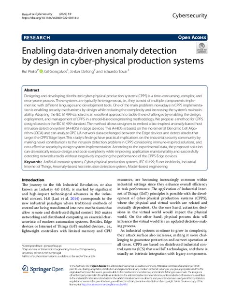Pdf Enabling Data Driven Anomaly Detection By Design In Cyber Physical Production Systems