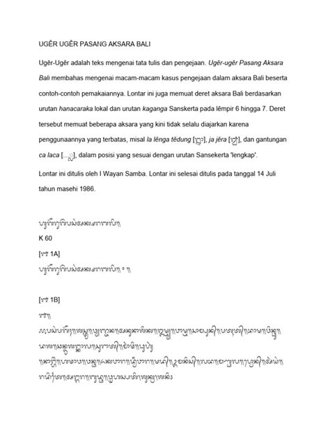 UgÊr UgÊr Pasang Aksara Bali Pdf