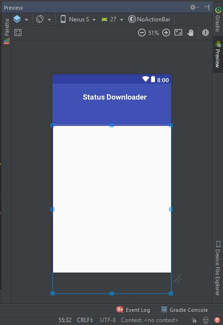 android button is not appearing when placing below the gridview
