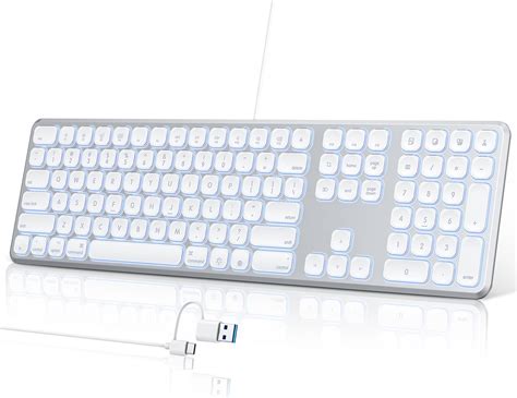 Tecurs Usb Wired Keyboard For Mac Led Backlit 110 Keys Full Size Computer Keyboard