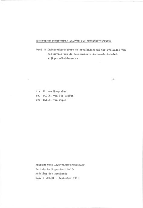 Pdf Ruimtelijk Functionele Analyse Van Gezondheidscentra Deel 1