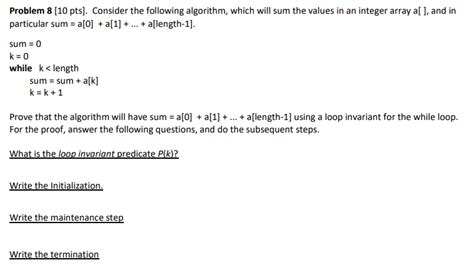 Solved Problem 8 10 Pts Consider The Following Algorithm