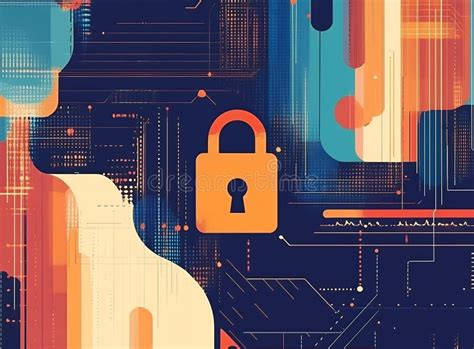 Abstract Digital Security Concept Padlock On Circuit Board Background Cybersecurity Illustration