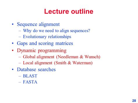 Lecture Outline Sequence Alignment Gaps And Scoring Matrices Ppt Download