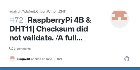 Raspberrypi 4b And Dht11 Checksum Did Not Validate A Full Buffer Was Not Returned · Issue 72