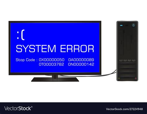 Broken Desktop Computer Error Screen Royalty Free Vector