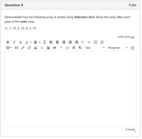 Solved Question 6 5 Pts Demonstrate How The Following Array