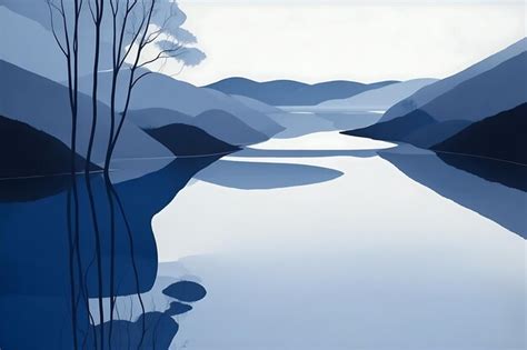 premium photo the image features a clean simple composition with the river039s surface taking