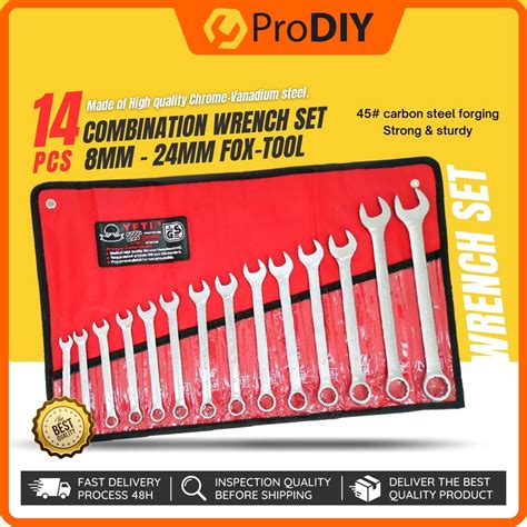 14pcs Combination Wrench Set Yeti Spanner Set Chrome Vanadium Spanar