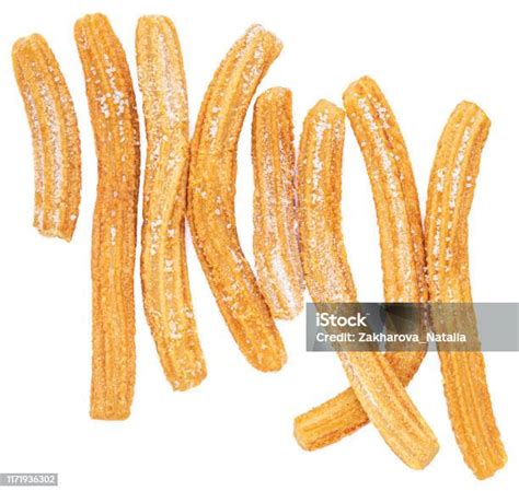 츄로스는 흰색 배경에 고립 전통적인 스페인 쿠신 연속으로 츄로스 맨 위 보기 추로스에 대한 스톡 사진 및 기타 이미지 추로스 0명 갈색 Istock