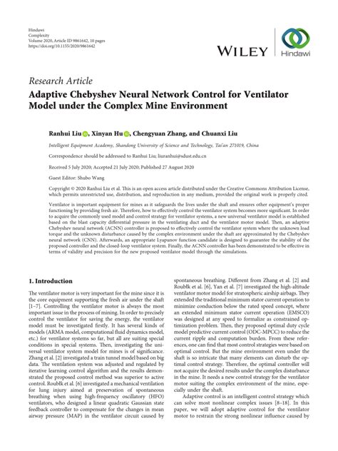 Pdf Adaptive Chebyshev Neural Network Control For Ventilator Model Under The Complex Mine